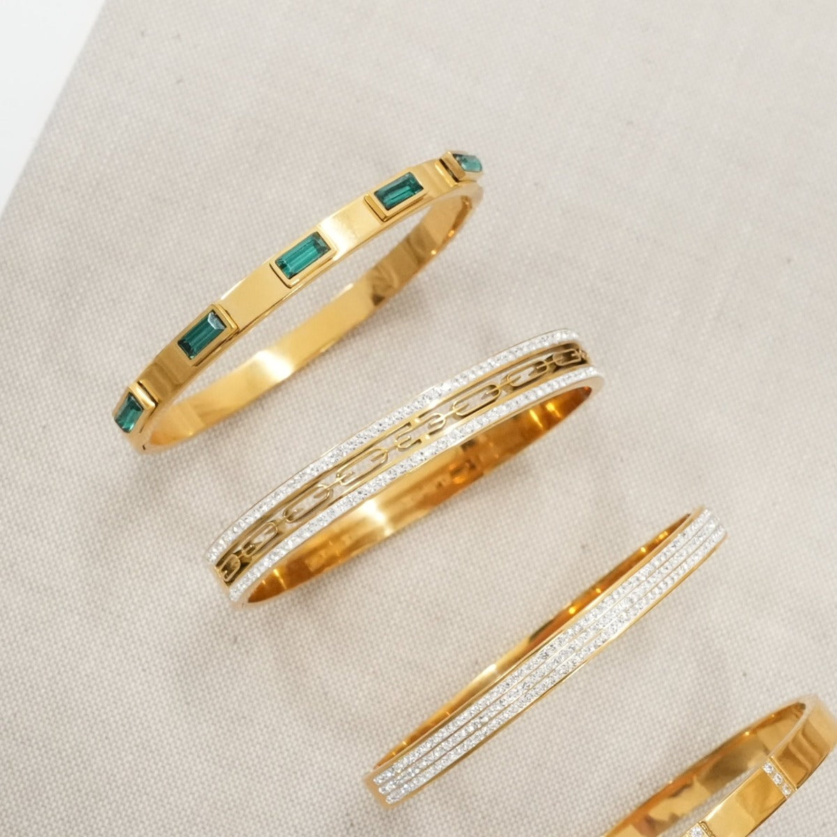 Ivy Stone Bangle Bracelet - Gold – Nevaeh